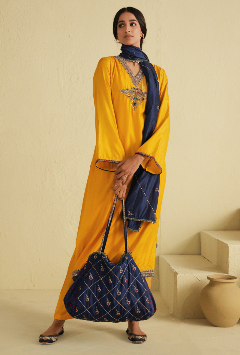 Rangreza Golden Yellow Straight Cut Kurta and Pant – Sushram